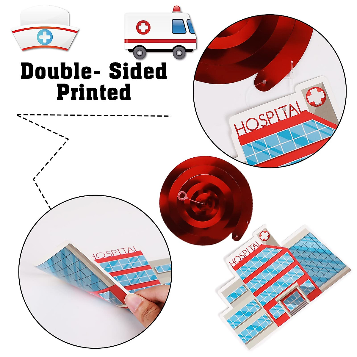 54 Pcs Nurses Week Decorations,Thank You Nurse Hanging Swirls Nurse Appreciation Foil Ceiling Hanging Swirl Streamers for Nursing School Doctor Medical Themed RN Graduation Party Supplies Decor