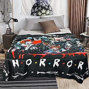 Horror Movie Watching Halloween Throw Blanket Scary Movie Fuzzy Flannel for Couch Sofa or Bed 50inch*60inch