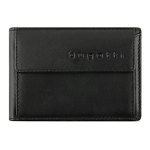 Bugatti Super Slim Mini Leather Wallet - Small Wallet with RFID Protection, Black, black