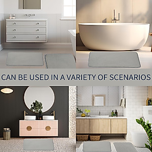 Htworg CR Thick Memory Foam Bathroom Mat, Super Absorbent & Non-Slip Bath Rug, Soft and Cozy Velvet Bath Mat, Durable& Machine Washable Carpet for Bathroom Floor, Tub and Shower, 32 x 20 Inches, Grey