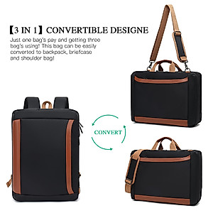 CoolBELL [3 in 1 Convertible 17.3 Inches Laptop Bag Water-resistant Messenger Bag Shoulder Bag Backpack Multi-functional Briefcase for Men Women Work Travel Business Large Capacity (Black)