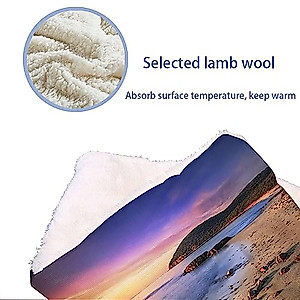 Orange Violet Self Heating Cat Pad Self Warming Cat Bed Beach Famous Mediterranean Sunset Ultra Soft Warm Plush Puprug Puppy Bed Cushion Ocean Decor 14" x 18"