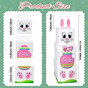 Gersoniel 7 Pieces Easter Box Decoration Bunny Nesting Boxes with Bunny Ears and Bows Easter Egg Decorative Boxes Stackable Easter Present Boxes Easter Nesting Boxes for Easter Party Supplies