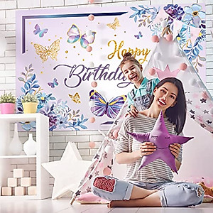 Butterfly Background Birthday Party Decorations, Butterfly Themed Banner 5x3ft for Birthday Party, Spring Theme Butterfly Background Banner Decorations, Spring Butterfly Photo Supplies