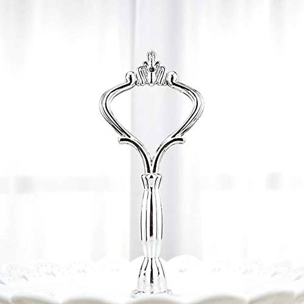 3-Tier White Silver Plastic Dessert Stand Pastry Stand Cake Stand Cupcake Stand Holder Serving Platter for Party Wedding Home Decor-Large-Set of 2