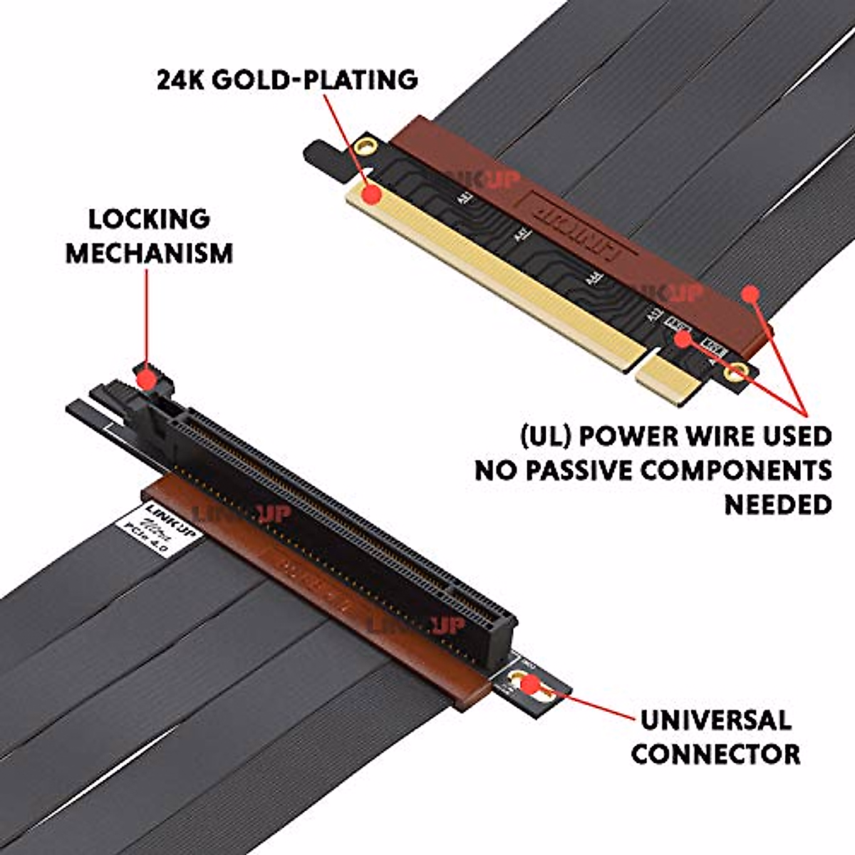 LINKUP - Ultra PCIe 4.0 X16 Riser Cable [RTX4090 RX6950XT x570 B550 Z690 Tested] Shielded High-Speed Vertical Mount Gaming PCI Express Gen4┃Universal 90 Degree Socket {20cm / 7.8"} 3.0 Gen3 Compatible