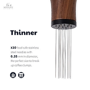 Woouch WDT Espresso Tool, Espresso distribution Tools,10 Needles 0.35mm Espresso Coffee Stirrer, Nature Wood Handle with Stand (Walnut)