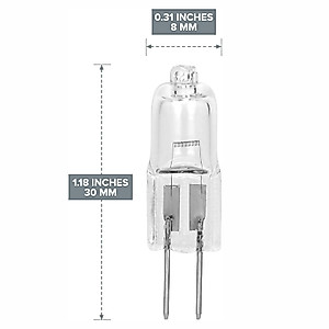 10 Pack CRYSTAL CLEAR 4MM Wide 20 Watt AC DC 12V T3 Light Bulb Replacement JC G4 2 Pin Base Halogen Kitchen Table Pendant Lamp 12 Volt 20W Bi-Pin Warm Clear Bright White Landscape Desk Lighting
