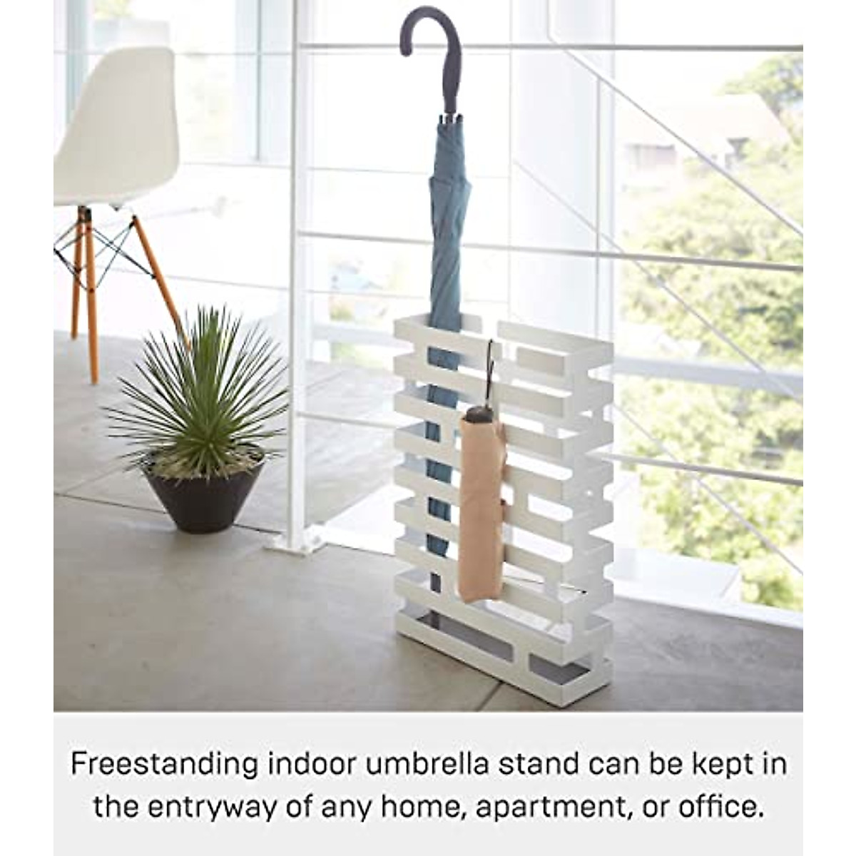 Yamazaki Home Storage for Umbrellas & Walking Canes | Steel | Umbrella Stand, One Size, White