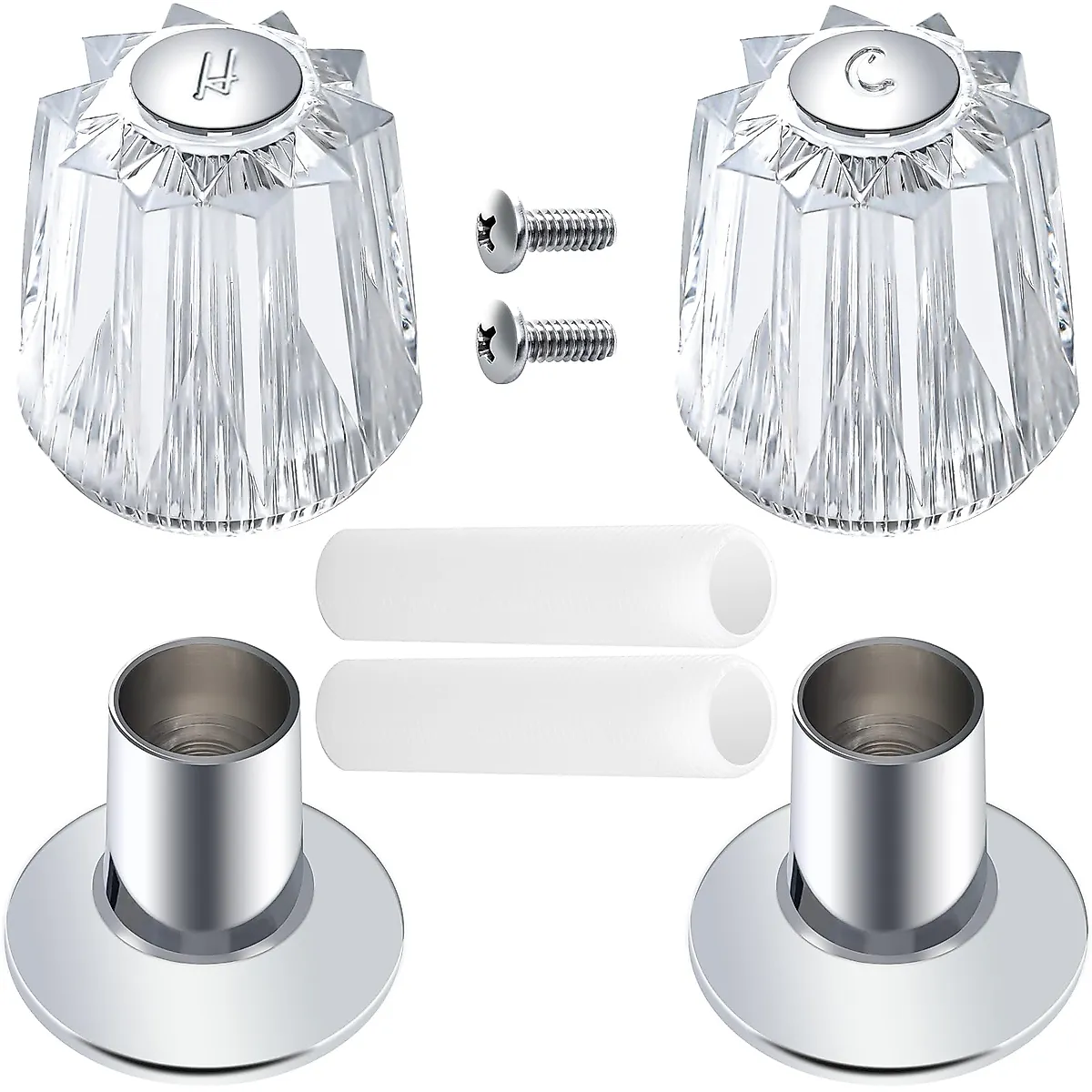 Sel Natural 2 Set Shower Faucet Handle Replacement, Compatible with Price Pfister Contessa and Windsor Tub and Shower Faucets Clear Acrylic Hot and Cold Shower Knob Replacement for Remodeling Trim