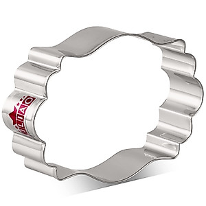 LILIAO Plaque Cookie Cutter Long Fancy Frame Biscuit Cutter for Wedding - 4.5 x 3 inches - Stainless Steel