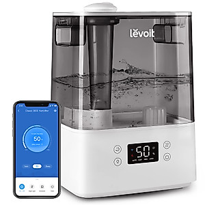 LEVOIT Humidifiers, White & Humidifiers for Bedroom Large Room Home, Smart Wifi Alexa Control, 6L Top Fill Cool Mist, Gray