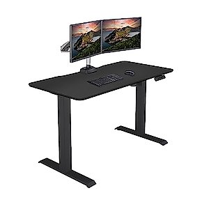 Vari Essential Height Adjustable Electric Standing Desk - Home Office Standing Desk with VariDesk Sturdy T-Legs - Quiet Motorized Standing Desk - 48x24 Inch Small Standing Desk - Black - 1 Box