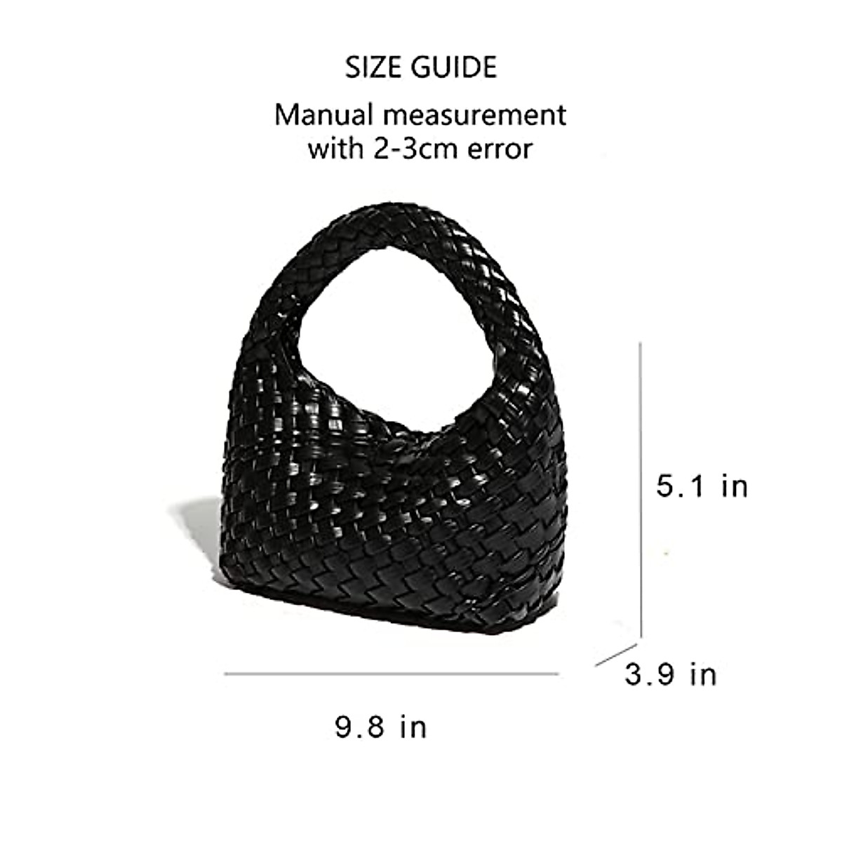 Womens Vegan Leather woven handbags Handmade Beach Bag Top-handle Handbag bottega bag dupes naghedi hobo bags for women (Black)