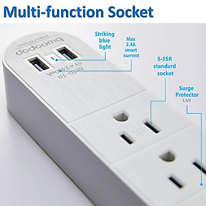 Outlet Extender, Surge Protector Power Strip with USB,Fast Charge,2.4A max,110V or 220V,3 Outlet Splitter,for Cruise Ship,Bedroom,student dormitory,suitable for iphone,iPAD,Personal Electronics etc...