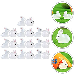 Didiseaon 20pcs Mini Luminous Rabbit Miniature Garden Statue Tiny Easter Bunny Figurines Glow in Dark Resin Fairy Gardens Accessories for Micro Landscape Cake Decoration