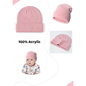 Urban Virgin 4 Packs Toddler Girls Winter Hats Infant Boys Beanie Soft Baby Caps Beanies Kids Knit Winter Hats 4Packs A-Lightpurple S(3Months-2T)