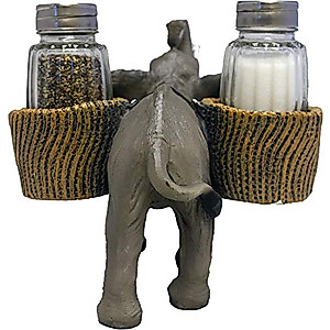 DWK Animal Holder with Salt And Pepper Shaker Set (3 Piece) | Kitchen Décor and Accessories | Salt and Pepper Shakers | Home Décor | Home Decorations… (Elephant)