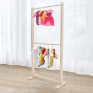 Gdrasuya10 Pet Clothes Garment Rack, Wood Pet Clothing Display Stand Closet Organizer for Pets' or Children's Clothes, 22.05 x 9.45 x 43.31in