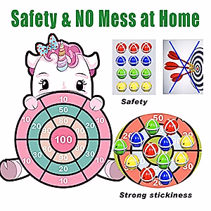 Toys for Girls, 25" Large Unicorn Dart Board Game for Kids, Party Games Girls Toys Age 3-12, Easter Basket Stuffers Christmas Birthday Gifts for 6-10 Year Old Girls, Toddler Outdoor Toys-12 Balls
