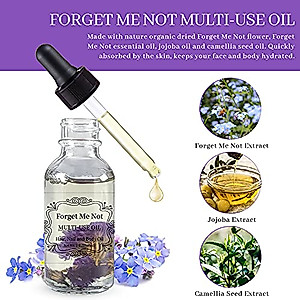 NP NATURES PHILOSOPHY Forget Me Not Multi-Use Oil for Face, Body and Hair - Organic Plant Fragrant Essential Oil for Dry Skin, Scalp and Nails - 1 Fl Oz
