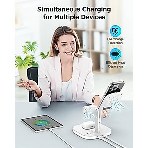 【2024 Newest】 5 in 1 Mag-Safe Wireless Charger for Apple Device with LED and Adapter, Magnetic Charging for iPhone 15/14/13 Pro/Max/Mini/Plus,15W Fast Charging Stand for Apple iWatch and Airpods
