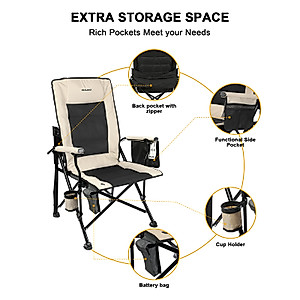 REALEAD Heated Camping Chairs - Fully Padded - Heated Folding Chairs for Outdoor Sports - Supports 400 lbs - Portable Heated Outdoor Camp Chairs for Sport Events - Concert - Battery NOT Included