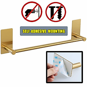 Alise Bath Single Towel Bar,Towel Rail Towel Rack Towel Hanger Towel Holder for Bathroom and Kitchen,Self Adhesive Free-Drilling Wall Hanging 12-Inch,GWLD030-G SUS 304 Stainless Steel Gold Finish