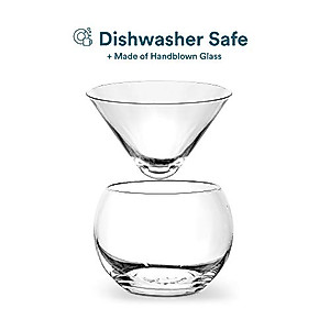 Kook Glass Caviar Chiller Server Set, Serving Dish with Ice Holder, for Shrimp, Appetizers, Liquor, Martinis and Cocktails, Dishwasher Safe, 5 oz Bowl, Set of 2