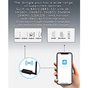 Wireless USB Dongle,Universal Zigbee Gateway Adapter with Antenna,for Home Assistant,Open HAB,etc,Zigbee 3.0 USB Dongle Plus