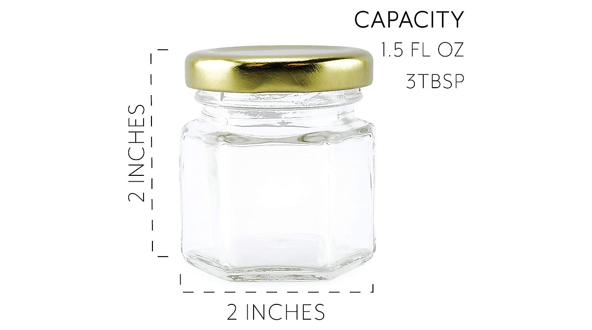 Mini Hexagon Glass Jars - 48 Pack for Spices & Gifts