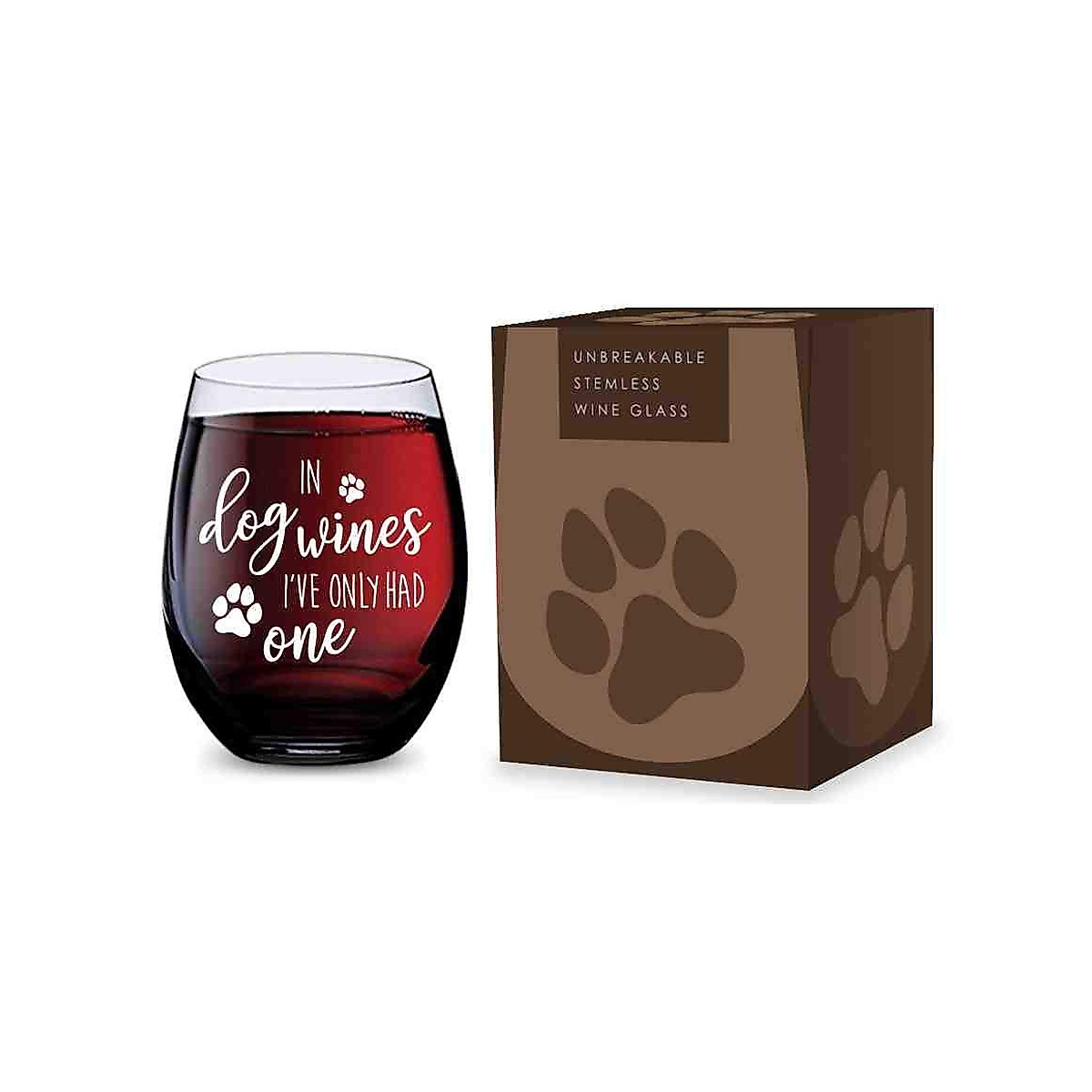 GSM Brands Stemless Wine Glass for Dog Lovers (In Dog Wines Ive Only Had One) Made of Unbreakable Tritan Plastic and Dishwasher Safe - 16 ounces