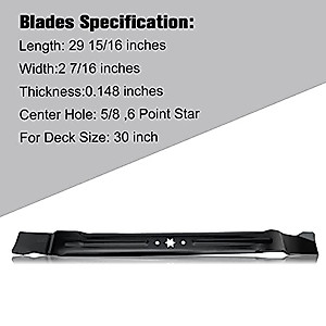 Grasscool TB30 30 inch Mower Blade for Troy Bilt TR30 TB30R Cub Cade CC30 CC30H Craftsman R1000 RER1000 R1500 30'' Deck Mower Replace for 942-04385 742-04385