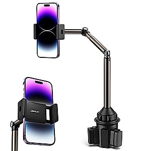 JSAUX Cup Phone Holder for Car Truck with Long Arm, Multi-Adjustable Ultra Stable Cup Holder Phone Mount Cellphone Cradle Compatible with iPhone, Samsung Galaxy, Google Pixel and Other Smart Phones