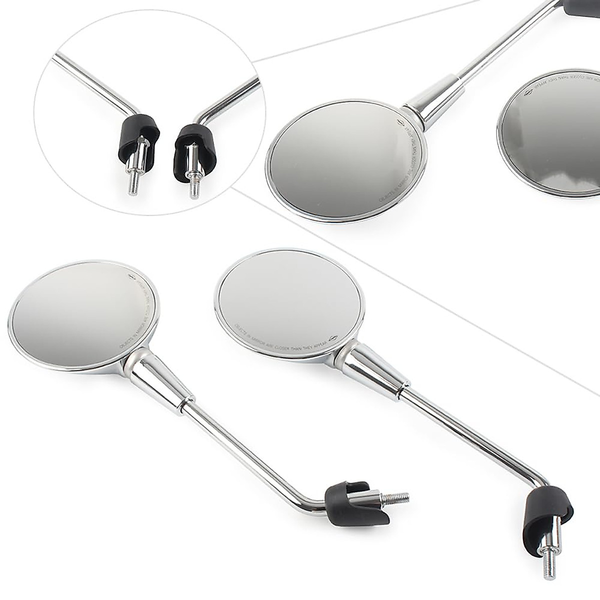 Newsmarts Motorcycle Rearview Side Mirrors, Rear View Mirror For Handlebars Replacement For Vespa Sprint, GTS300ie, Primavera, Elettrica 30/45MPH, For Piaggio, CM262001, CM262002, Chrome