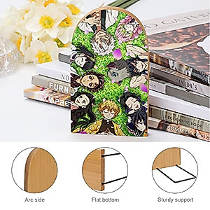 Anime Book Ends Wood Universal Bookends for Shelves Office Non-Skid Book Stand for Books CDs Video Games 3 x 5 x 3.7 in (1 Pair/2 Pieces)