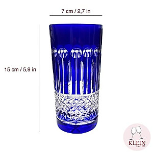 6 Aperitif Juice and Water Crystal Glasses - 6 Colors Assortment - Service Roemer Diamant (12 fl oz) - Klein House Artisan du Cristal - Gift set - Stamp : Klein 54120 Baccarat France