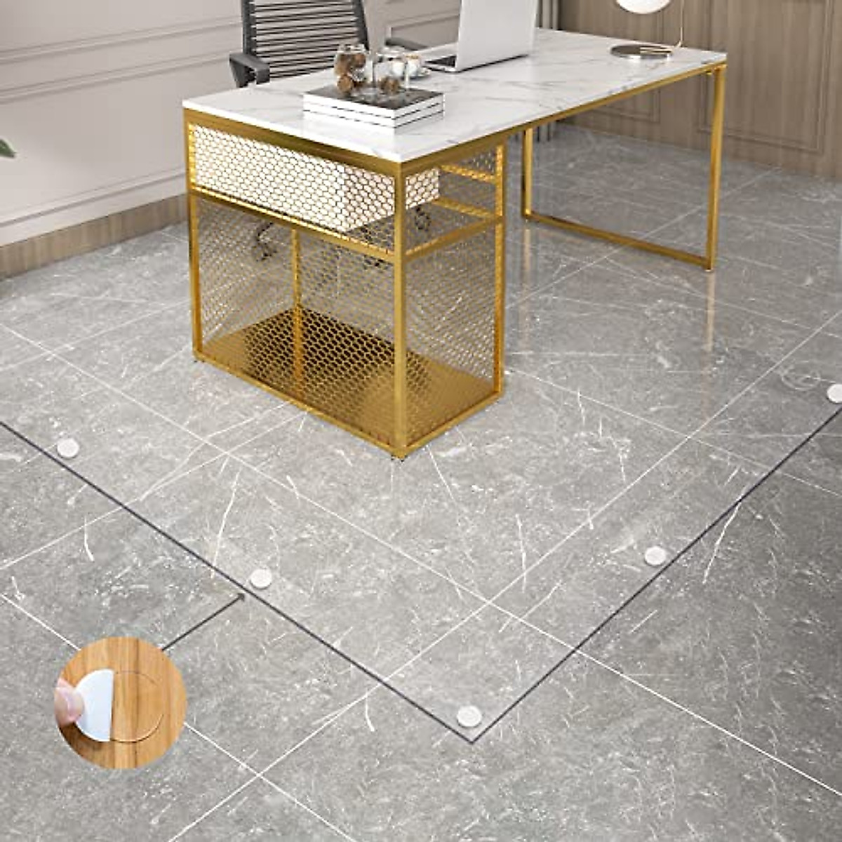 MM MELISEN Glass Floor Mat for Office Chair, Transparent Plastic Non-Skid Waterproof Floor Runners, Indoor/Outdoor Hard Flooring Runner, Heavy Duty Protector, Easy to Cut (55.1x 98.4in/140cm x 250cm)