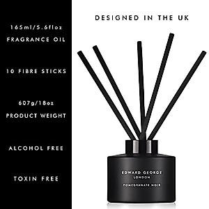 Edward George Reed Diffusers for Home Pomegranate Noir Fragrance Oil Reed Diffuser Set with 10 Oil Diffuser Sticks, 5.6 fl oz
