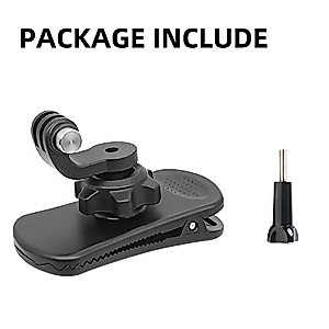 Backpack Strap Mount Quick Clip Mount, 360 Degree Rotation Backpack Clamp Mount Compatible with Gopro Hero 11/10/9/8/7/6/5 Black, Session, Fusion, Xiaomi Yi, DJI Osmo Action and Most Action Cameras