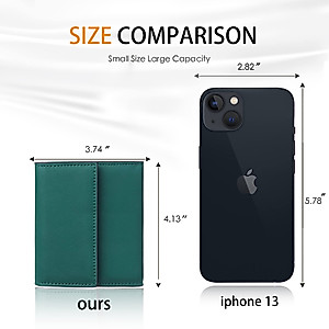 Travelambo RFID Blocking Small Mini Compact Wallet Coin Pouch Holder Trifold Credit Card Holder Pocket Purse for Women (Napa Green)