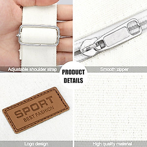 Durable Canvas Tote Bag with External Pocket Design, Stylish Appearance, Adjustable Shoulder Strap (White)