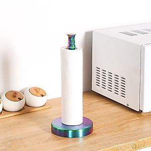 Paper Towel Holder Countertop, Rainbow Kitchen Paper Towel Holder Stand with Stainless Steel Base for Kitchen and Bathroom Organization, Classic Fashion Kitchen Roll Dispenser
