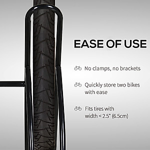 Soozier Bike Rack Floor Stand, 2 Bike Direction Adjustable Bicycle Park for Garage, Free Standing Storage