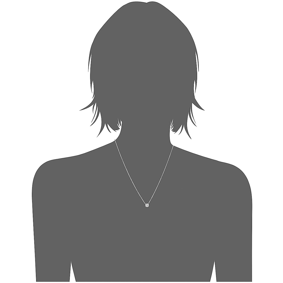 Amazon Collection Platinum Plated Sterling Silver Solitaire Pendant Necklace set with Round Cut Infinite Elements Cubic Zirconia (1 cttw), 18"