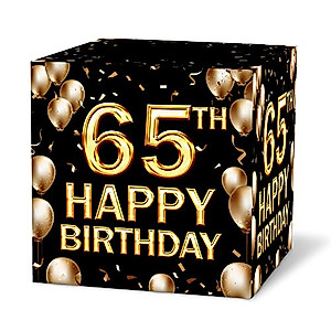 65th Birthday Card Box，Black And Gold Card Box for Birthday Party Decorations ，Party Supplies , Money Box -  1 PC (027sr)