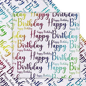NEPOG Happy Birthday Wrapping Paper for Men Women Kids Boys Girls, Gradient Bright Color Birthday Gift Wrapping Paper, 7 Sheets Folded Flat 20x28 inches per Sheet for Birthday Occasion
