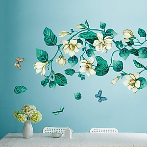 RW-6399 Giant Removable 3D Green Plant Flower Vines Wall Stickers DIY Home Wall Art Decor Wallpaper Wall Decals for Bedroom Nursery Girls Bedroom Living Room Decoration (Green)