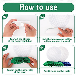 12 Pcs Golf Honeycomb Centerpieces Golf Sports Party Decorations Golf Table Toppers for Birthday Baby Shower Sport Themed Party Decor (Golf)