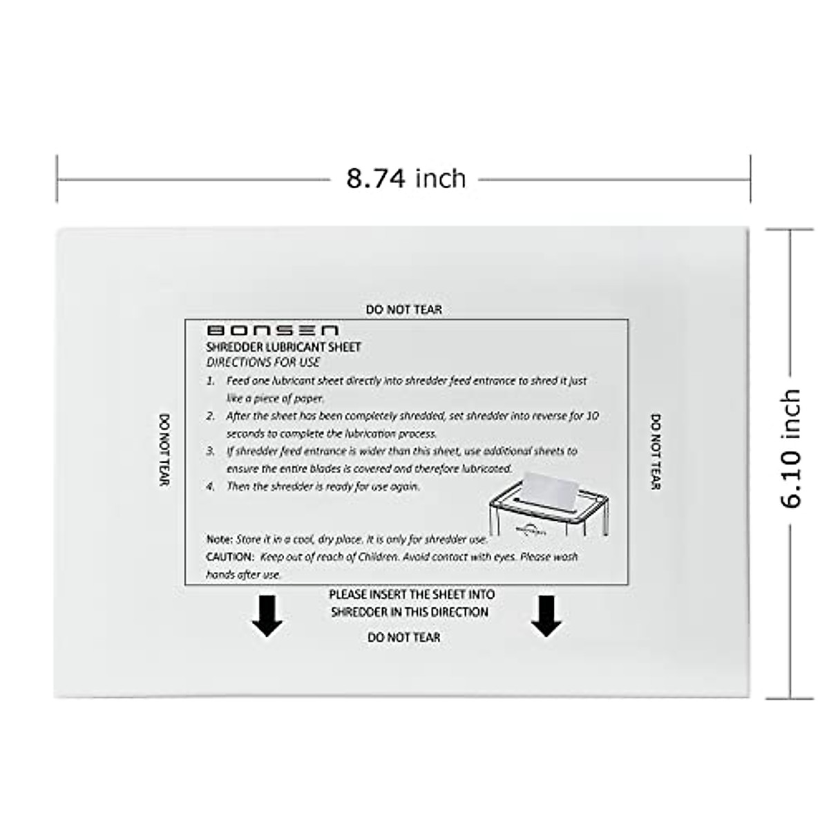 BONSEN Paper Shredder Sharpening & Lubricant Sheets-Pack of 50
